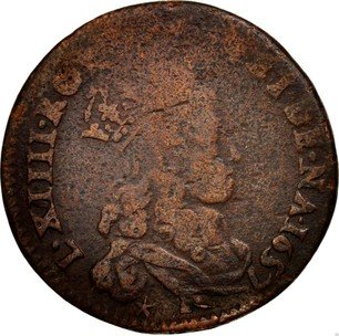 French Copper Liard "Louis XIV" 1655-1658 KM# 192.2 | coinscatalog.NET