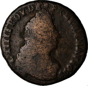 French Copper Liard "Louis XIV" 1693-1699 KM# 284.4 | coinscatalog.NET
