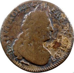 French Copper Liard "Louis XIV" 1694-1698 KM# 304 | coinscatalog.NET