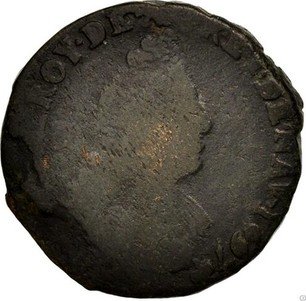 French Copper Liard "Louis XIV" 1693-1700 KM# 284.3 | coinscatalog.NET
