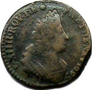 French Copper Liard "Louis XIV" 1693-1698 KM# 284.14 | coinscatalog.NET