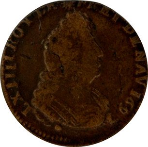 French Copper Liard "Louis XIV" 1693-1699 KM# 284.18 | coinscatalog.NET