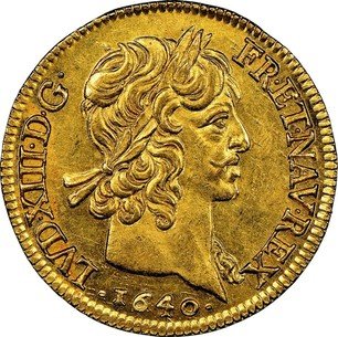 French 1/5 Oz Gold Louis D'or "Louis XIV" 1640-1641 KM# 105 ...