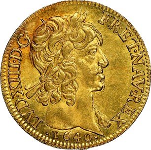 French 1/5 Oz Gold Louis D'or "Louis XIV" 1640-1643 KM# 104 ...