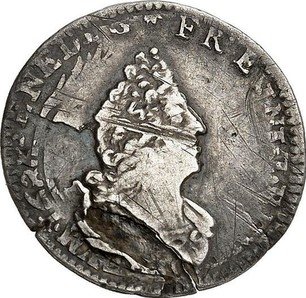 French Silver 1/16 ECU "Louis XIV" 1705 KM# 372 | coinscatalog.NET