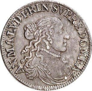 French Silver 1/2 ECU (30 Sols) "Anne Marie Louise de Orleans" 1672 ...