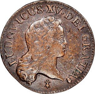 French Copper 1/2 Sol "Louis XV" 1720-1721 KM# 451.8 | coinscatalog.NET