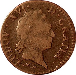 French Copper 1/2 Sol "Louis XVI" 1769-1773 KM# 544.8 | coinscatalog.NET