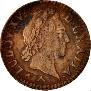 French Copper 1/2 Sol "Louis XV" 1769-1773 KM# 544.11 | coinscatalog.NET