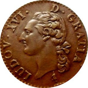 French Copper 1/2 Sol "Louis XVI" 1779-1789 KM# 586.1 | coinscatalog.NET