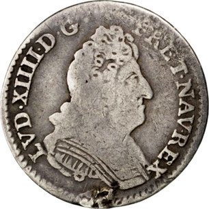French Silver 1/20 ECU "Louis XIV" 1712 KM# 408.2 | coinscatalog.NET