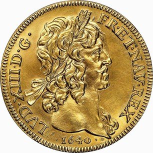 French Gold 10 Louis D'or "Louis XIII" 1640 KM# 114 | coinscatalog.NET