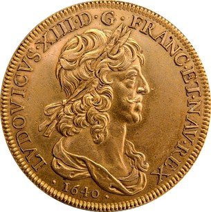 French Gold 10 Louis D'or "Louis XIII" 1640 KM# 115 | coinscatalog.NET