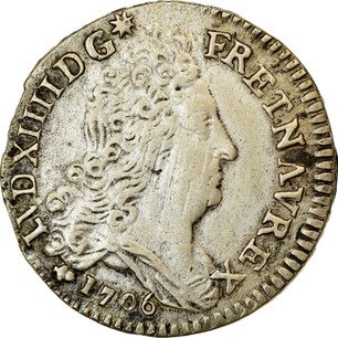 French Silver 10 Sols-1/8 ECU "Louis XIV" 1703-1707 KM# 349.4 ...