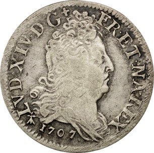 French Silver 10 Sols-1/8 ECU "Louis XIV" 1704-1707 KM# 348.1 ...