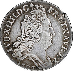 French Silver 10 Sols-1/8 ECU "Louis XIV" 1703-1707 KM# 349.3 ...
