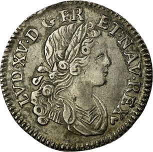 French 1/15 Oz Silver 12 Sols (1/10 ECU) "Louis XV" 1718-1719 KM# 432.3 ...