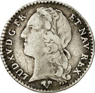 French Silver 12 Sols (1/10 ECU) "Louis XV" 1740-1754 KM# 511.8 ...