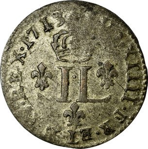 French Billon 15 Deniers "Louis XIV" 1710-1713 KM# 401 | coinscatalog.NET