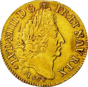 French Gold 2 Louis D'or "Louis XIV" 1694-1700 KM# 303.10 ...