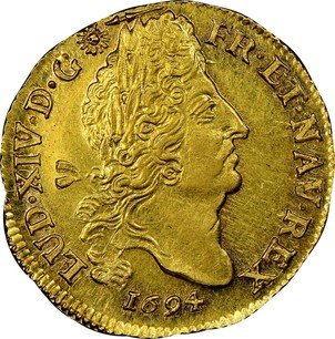 French Gold 2 Louis D'or "Louis XIV" 1693-1700 KM# 303.17 ...