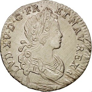 French Silver 20 Sols (1/6 ECU) "Louis XV" 1719-1720 KM# 440.6 ...