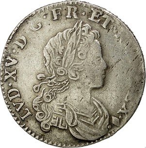 French Silver 20 Sols (1/6 ECU) "Louis XV" 1719-1720 KM# 440.12 ...