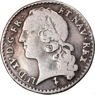 French 1/25 Oz Silver 6 Sols (1/20 ECU) "Louis XV" 1741-1753 KM# 510.16 ...