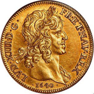 French Gold 8 Louis D'or "Louis XIII" 1640 KM# 112 | coinscatalog.NET