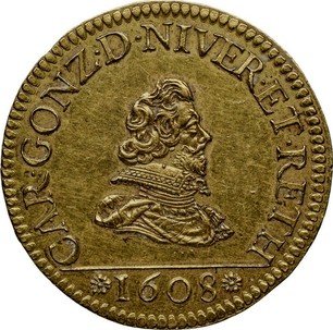 French 1/10 Oz Gold ECU "Charles of Gonzaga" 1608 KM# 38 | coinscatalog.NET