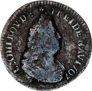 French Copper Liard "Louis XIV" 1707 KM# 284.17 | coinscatalog.NET