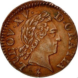 French Copper Liard "Louis XV" 1768-1772 KM# 543.1 | coinscatalog.NET