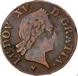 French Copper Liard "Louis XV" 1770-1773 KM# 543.3 | coinscatalog.NET