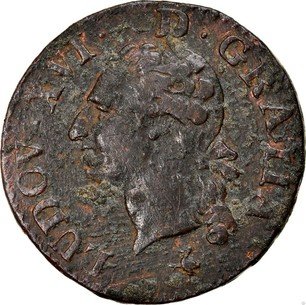 French Copper Liard "Louis XVI" 1780 KM# 585.1 | coinscatalog.NET