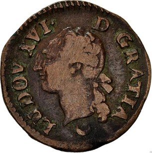 French Copper Liard "Louis XVI" 1782-1789 KM# 585.2 | coinscatalog.NET