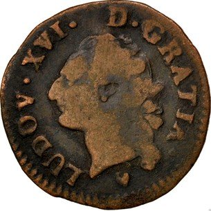 French Copper Liard "Louis XVI" 1784-1785 KM# 585.4 | coinscatalog.NET
