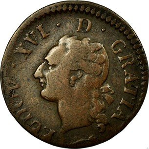 French Copper Liard "Louis XVI" 1785-1786 KM# 588 | coinscatalog.NET