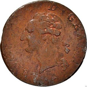 French Copper Liard "Louis XVI" 1789-1791 KM# 585.12 | coinscatalog.NET