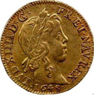 French 1/5 Oz Gold Louis D'or "Louis XIV" 1646-1659 KM# 157.3 ...