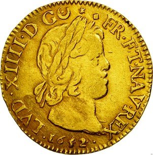 French 1/5 Oz Gold Louis D'or "Louis XIV" 1644-1656 KM# 149.2 ...
