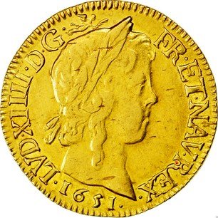 French 1/5 Oz Gold Louis D'or "Louis XIV" 1651-1653 KM# 157.16 ...
