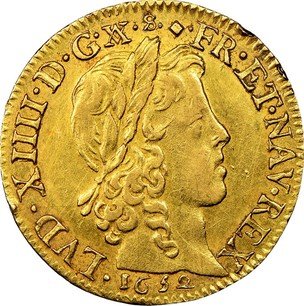 French 1/5 Oz Gold Louis D'or "Louis XIV" 1652-1659 KM# 157.5 ...