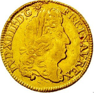 French 1/5 Oz Gold Louis D'or "Louis XIV" 1690-1691 KM# 278.10 ...