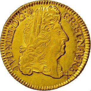 French 1/5 Oz Gold Louis D'or "Louis XIV" 1690-1692 KM# 278.8 ...
