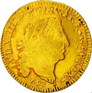 French 1/5 Oz Gold Louis D'or "Louis XIV" 1693-1696 KM# 302.10 ...