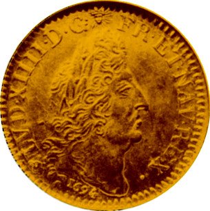 French 1/5 Oz Gold Louis D'or "Louis XIV" 1694-1701 KM# 302.4 ...