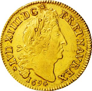 French 1/5 Oz Gold Louis D'or "Louis XIV" 1693-1701 KM# 302.9 ...