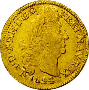 French 1/5 Oz Gold Louis D'or "Louis XIV" 1693-1701 KM# 302.11 ...