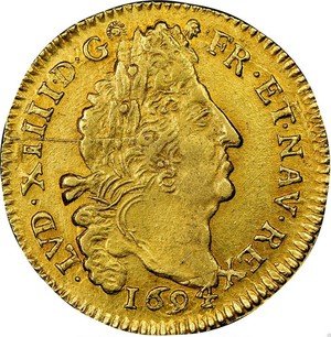French 1/5 Oz Gold Louis D'or "Louis XIV" 1693-1699 KM# 302.19 ...