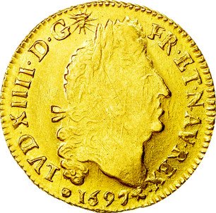 French 1/5 Oz Gold Louis D'or "Louis XIV" 1693-1700 KM# 302.14 ...